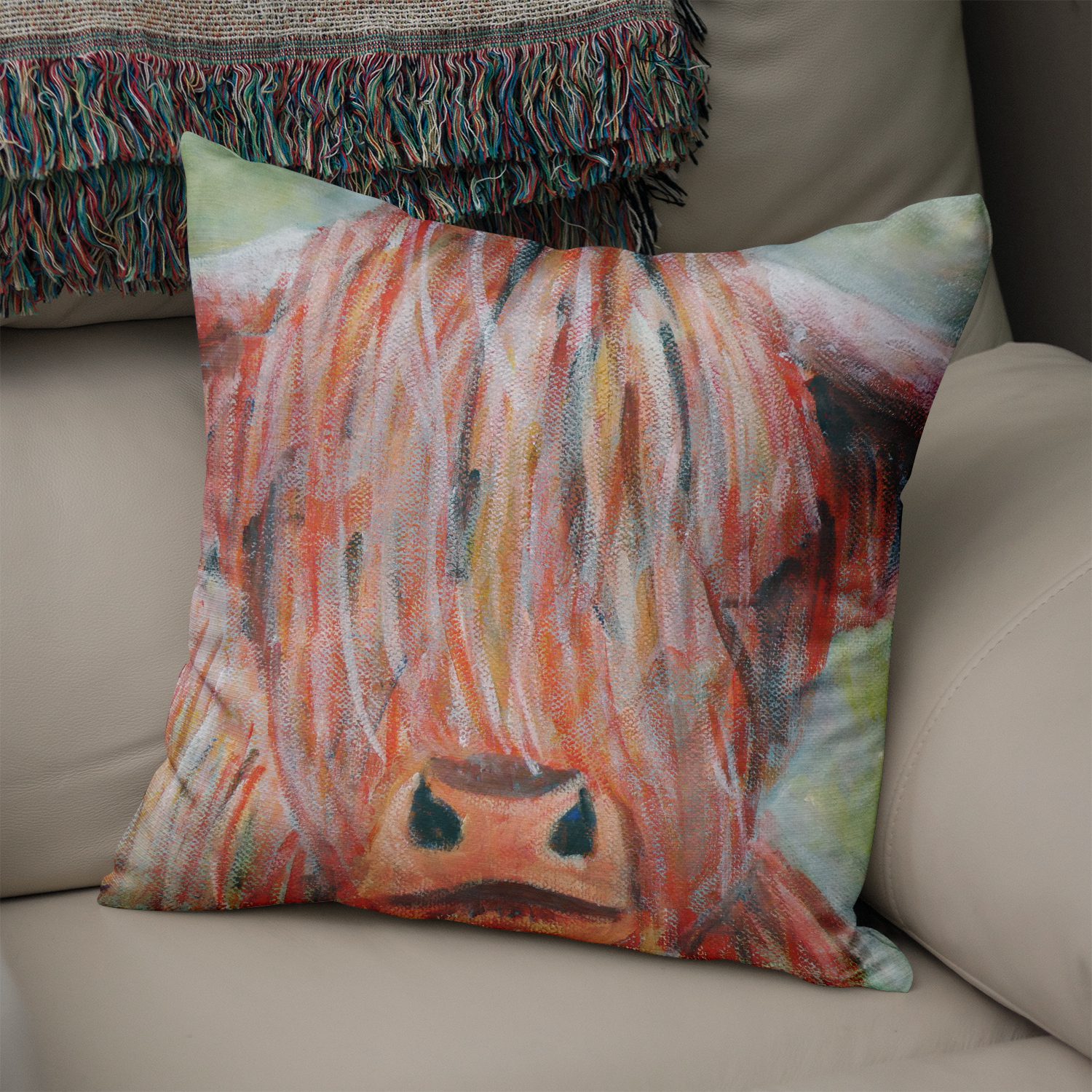 Highland Cow Cushion | Caroline Skinner Art
